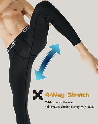 5 Pack Men's Thermal Compression Pants Fleece Lined Sports Tights Athletic Leggings Cold Weather Baselayer Winter Gear L