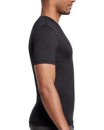 Tommie Copper Men’s Core Compression Short Sleeve Crew Neck Shirt | UPF 50, Breathable Base Layer for Sports, Gym & Support - Black - Large