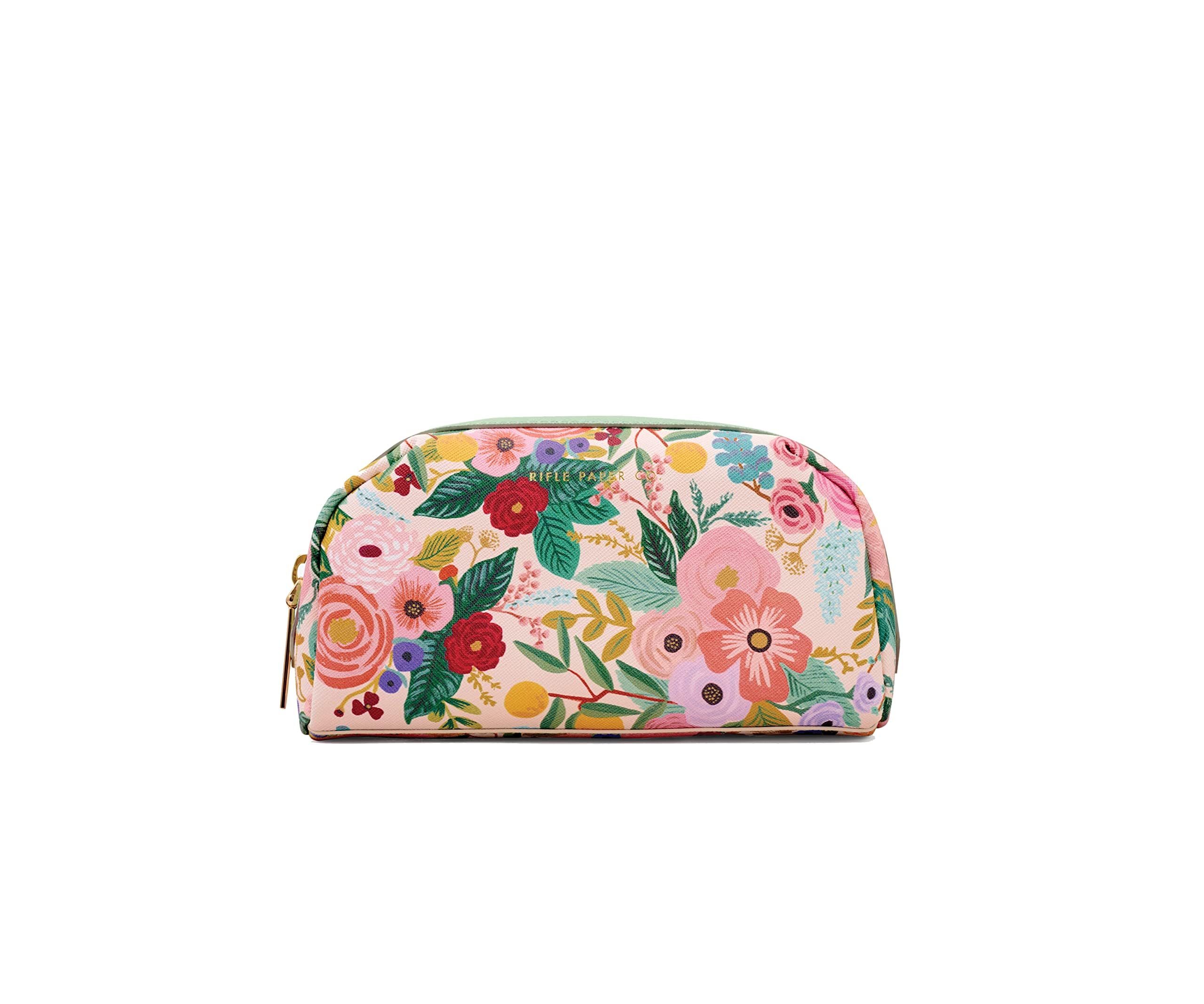 RIFLE PAPER CO. Garden Party Small Cosmetic Pouch For Storing Small Accessories, Includes Gold Zipper, Printed In Full Color With Stylized Pattern & Foil Stamped Logo