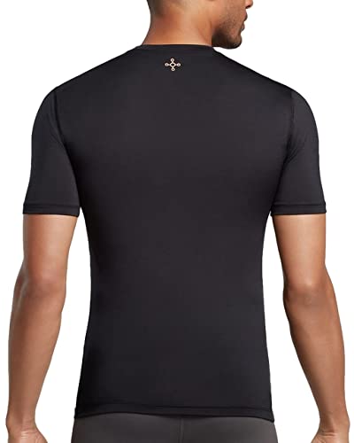 Tommie Copper Men’s Core Compression Short Sleeve Crew Neck Shirt | UPF 50, Breathable Base Layer for Sports, Gym & Support - Black - Large