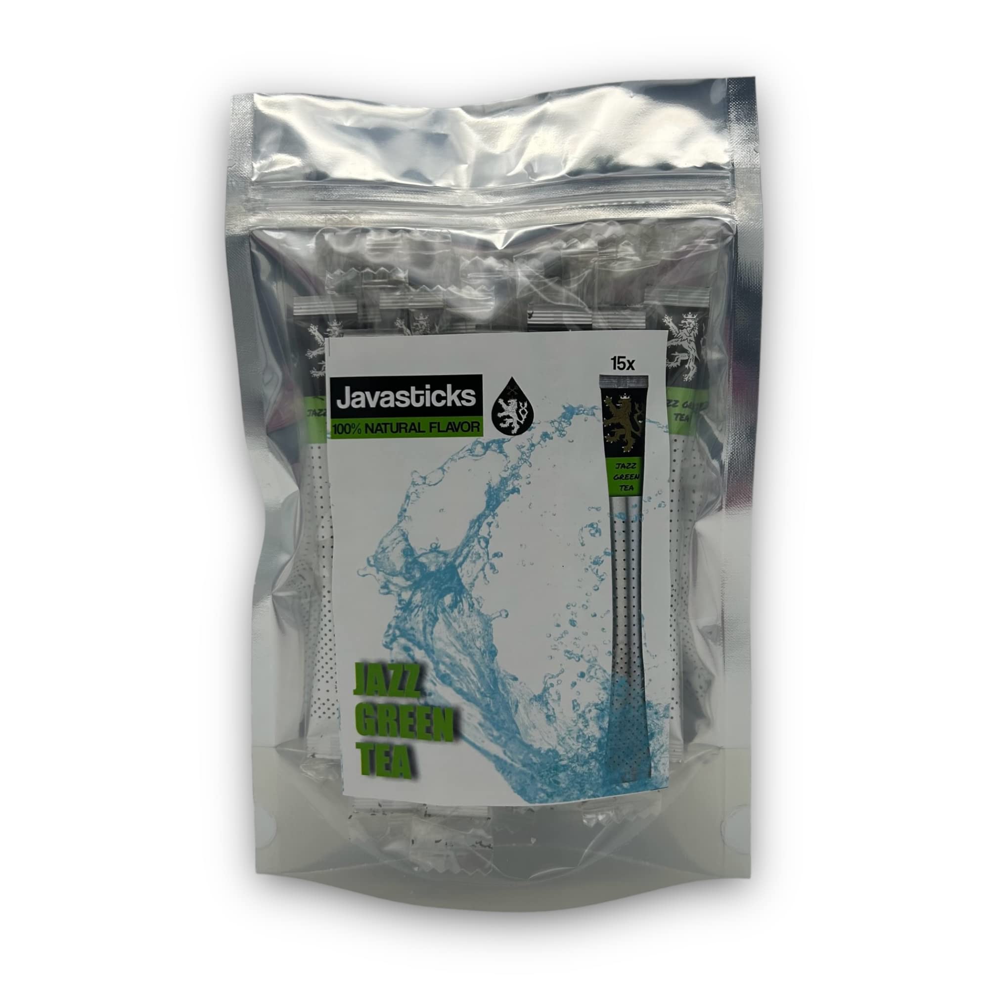 Jazz Green Tea – 100% Raw Jazz Green Tea | True Green Tea | Tea Sticks - No Artificial Flavors, Easy To Use, No Spoon Needed, Positively Charged Tea, Perfect Addition For Your Water Cooler At Work / 15 Sticks
