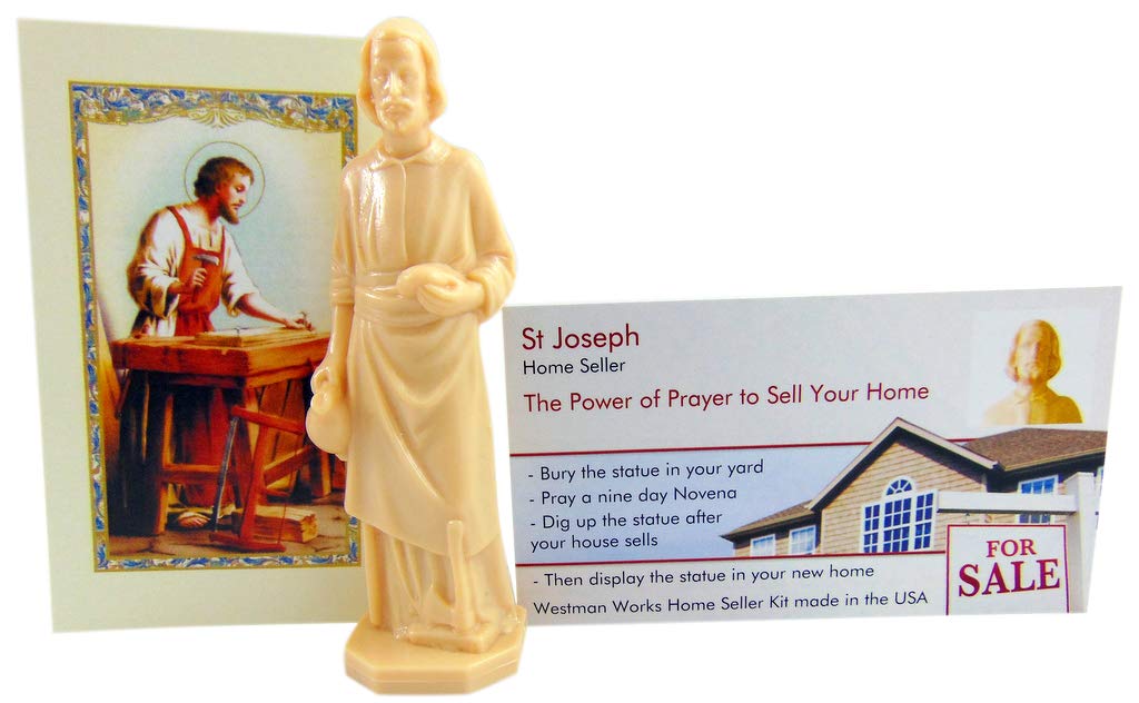 Westmon Works St Joseph Statue for Selling Homes with Instruction Card and Novena Prayer Complete Kit