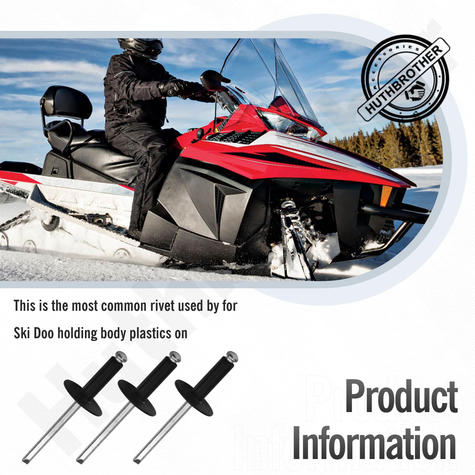 Huthbrother (70-Pack) 3/16 Steel Pop Rivet 293150104, Compatible with Ski-Doo/Sea-Doo/Can-Am 390409600 390907700