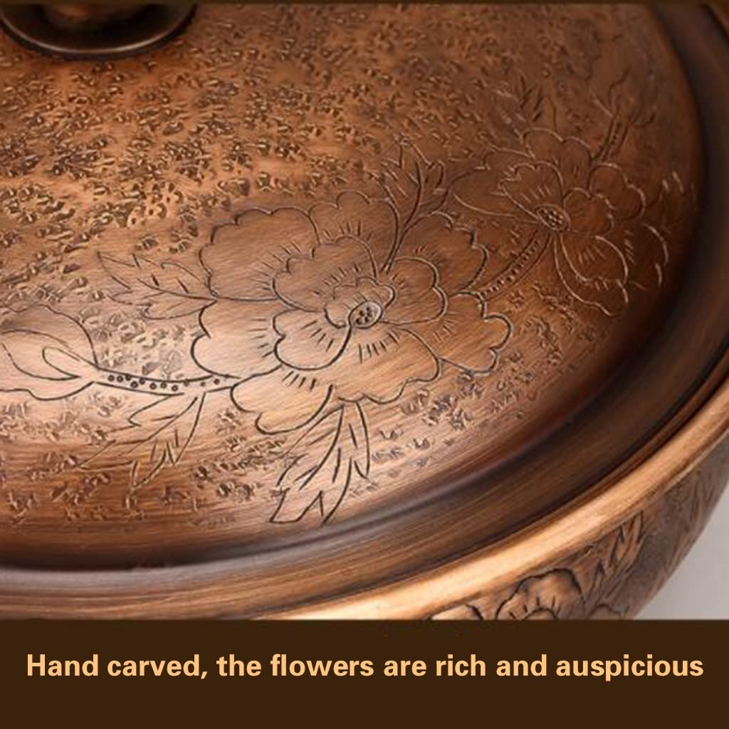 Chafing Dishes Chinese Induction Copper Hot Pot, Beijing Shabu-shabu Basin Copper Pot, Handmade Soup Pot With Sauerkraut Copper Pot For Domestic Commercial Use (Color : Brass, Size : 28cm)