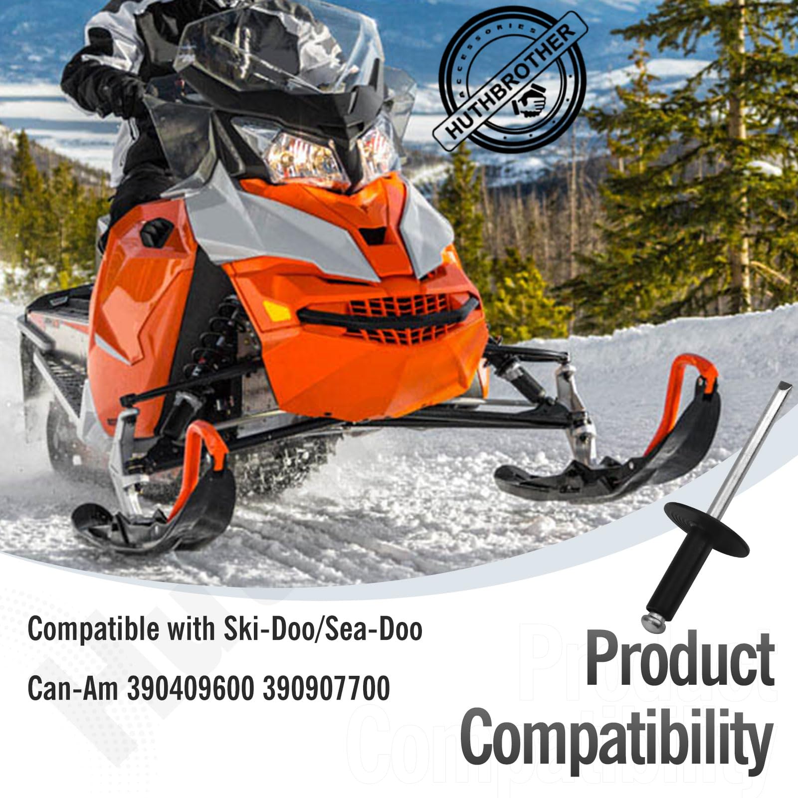 Huthbrother (70-Pack) 3/16 Steel Pop Rivet 293150104, Compatible with Ski-Doo/Sea-Doo/Can-Am 390409600 390907700