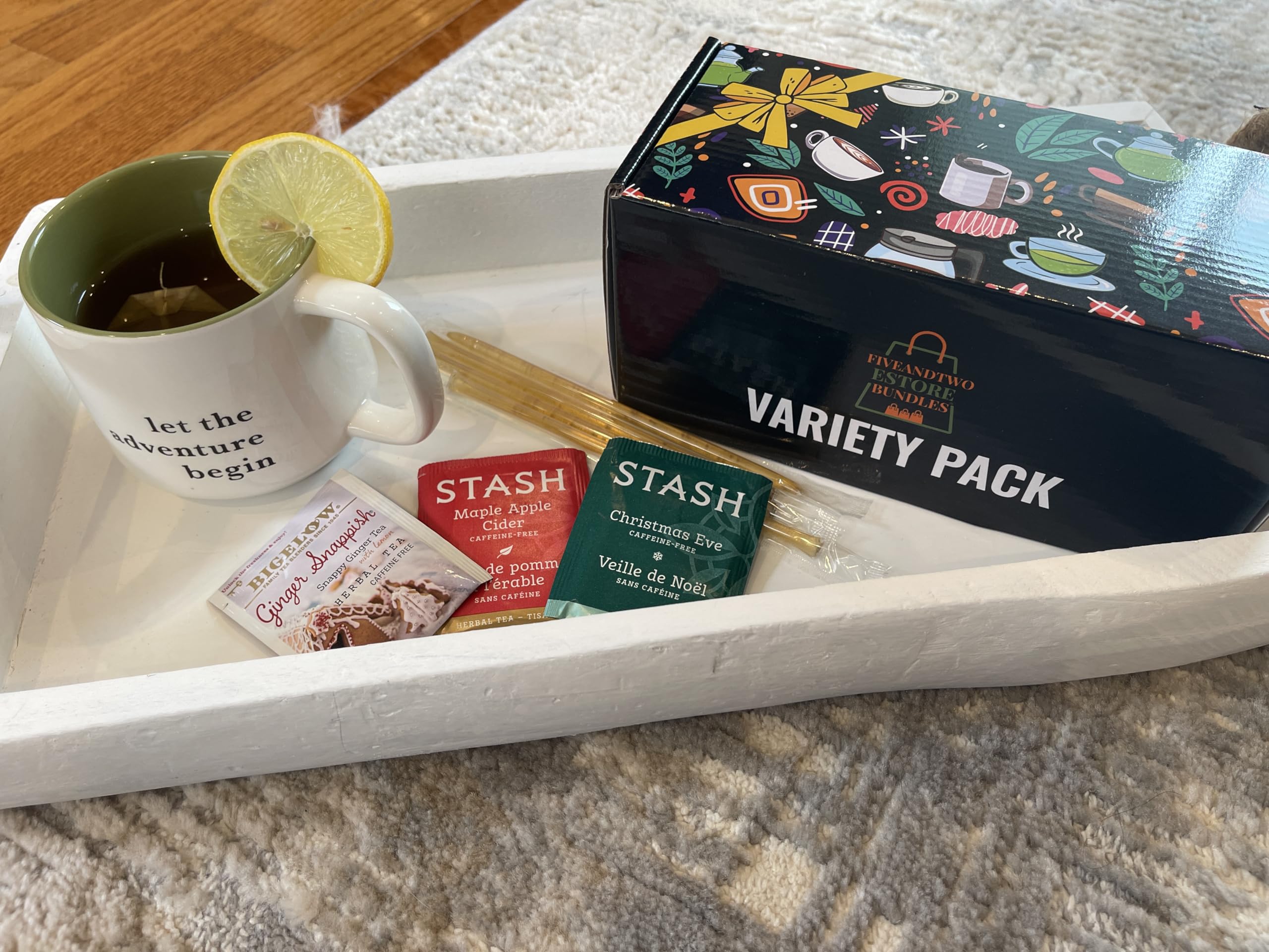 Premium Stash Bigelow Tea Sampler Set - 16 Assorted Tea Flavors with Herbal & Black Tea Bags, 10 Honey Sticks, eBook - 48 Pc Tea Sampler Gift Set Box for Adults Men Women Colleagues