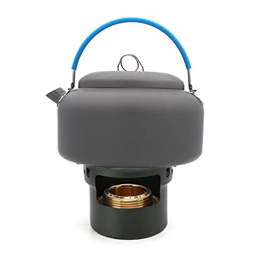 Alcohol Stove, Portable Aluminium Alloy Spirit Burner Easy to Hollow Bracket Sealing Ring with Storage Bag for Teapots(Blackish Green)