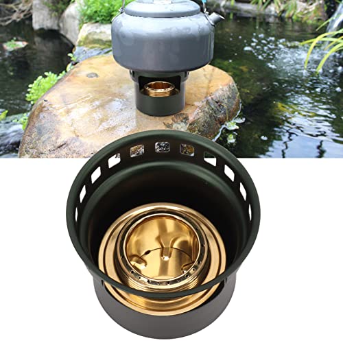 Alcohol Stove, Portable Aluminium Alloy Spirit Burner Easy to Hollow Bracket Sealing Ring with Storage Bag for Teapots(Blackish Green)