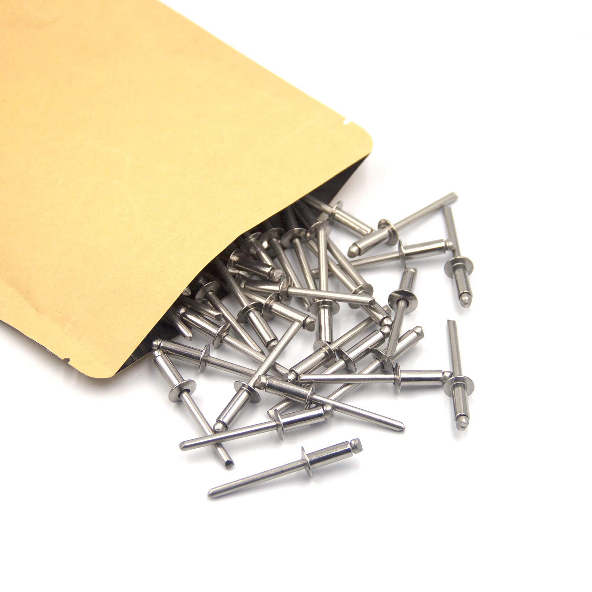 ISPINNER 50pcs 1/8" x 3/8" Stainless Steel Blind Rivets, 3.2 x 10mm Pop Rivets, Pack of 50