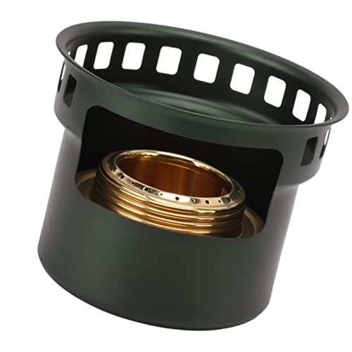 Alcohol Stove, Portable Aluminium Alloy Spirit Burner Easy to Hollow Bracket Sealing Ring with Storage Bag for Teapots(Blackish Green)