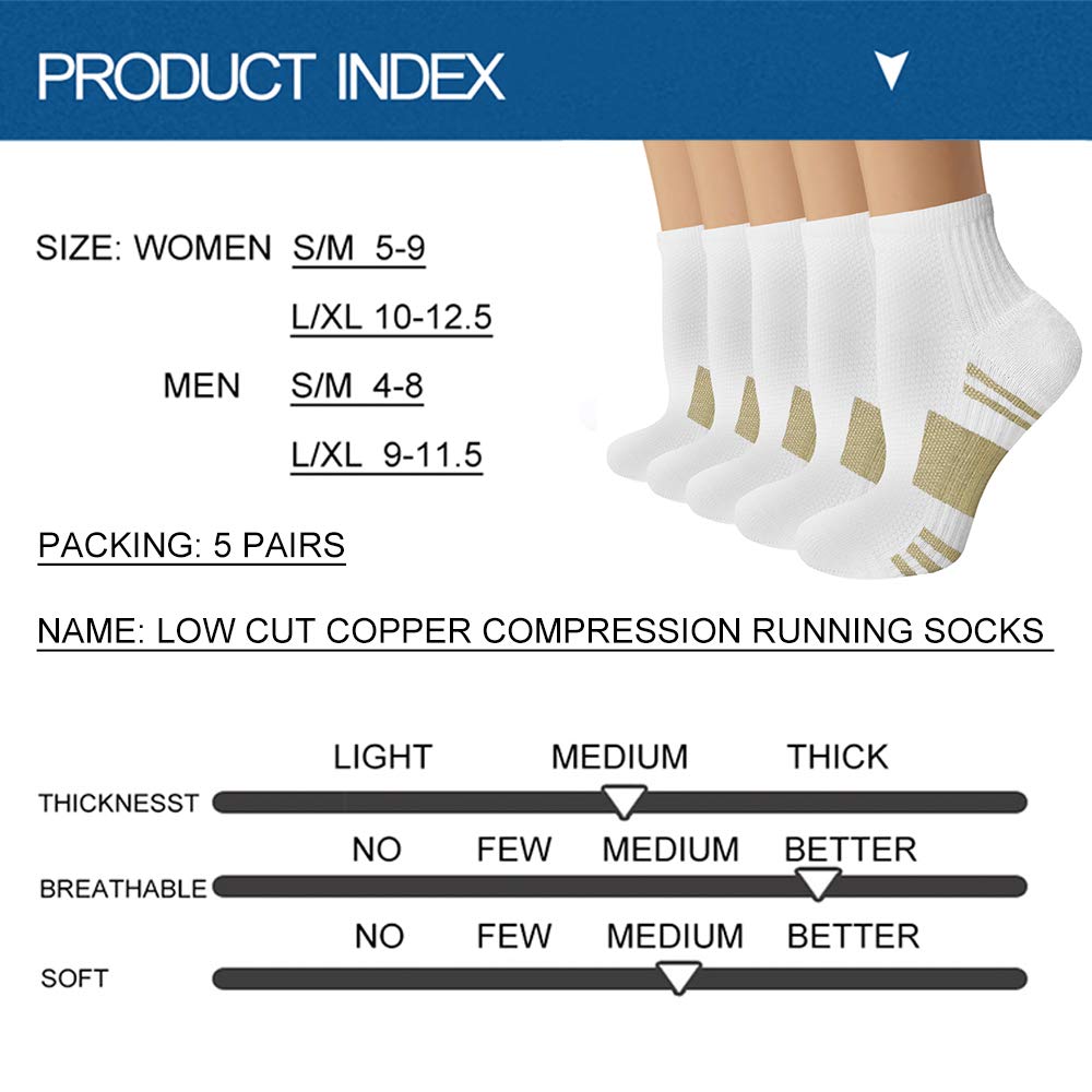 Iseasoo Copper Compression Socks for Men & Women Circulation-Ankle Plantar Fasciitis Socks Support for Athletic Running
