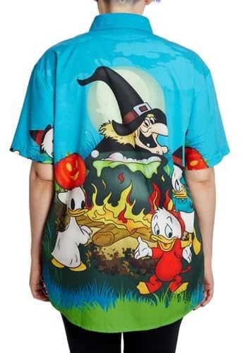 Loungefly Disney Huey, Dewey, & Louie Halloween Camp Shirt Medium Blue