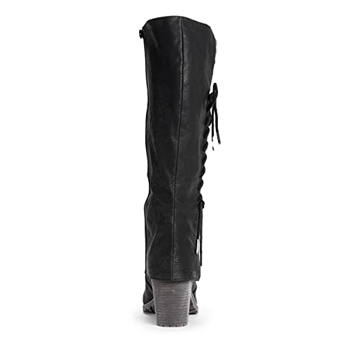 MUK LUKS Women's Lacy Leo Fashion Boots, Black, 7