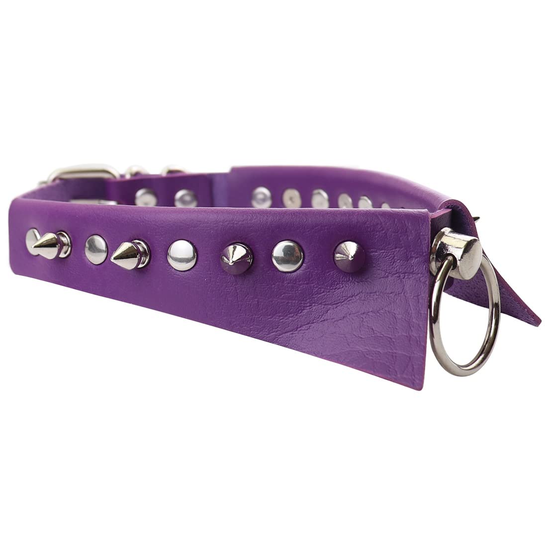 JNKET Punk PU Leather Collar Rivet Choker Gothic Necklace Adjustable Size (02-Purple)