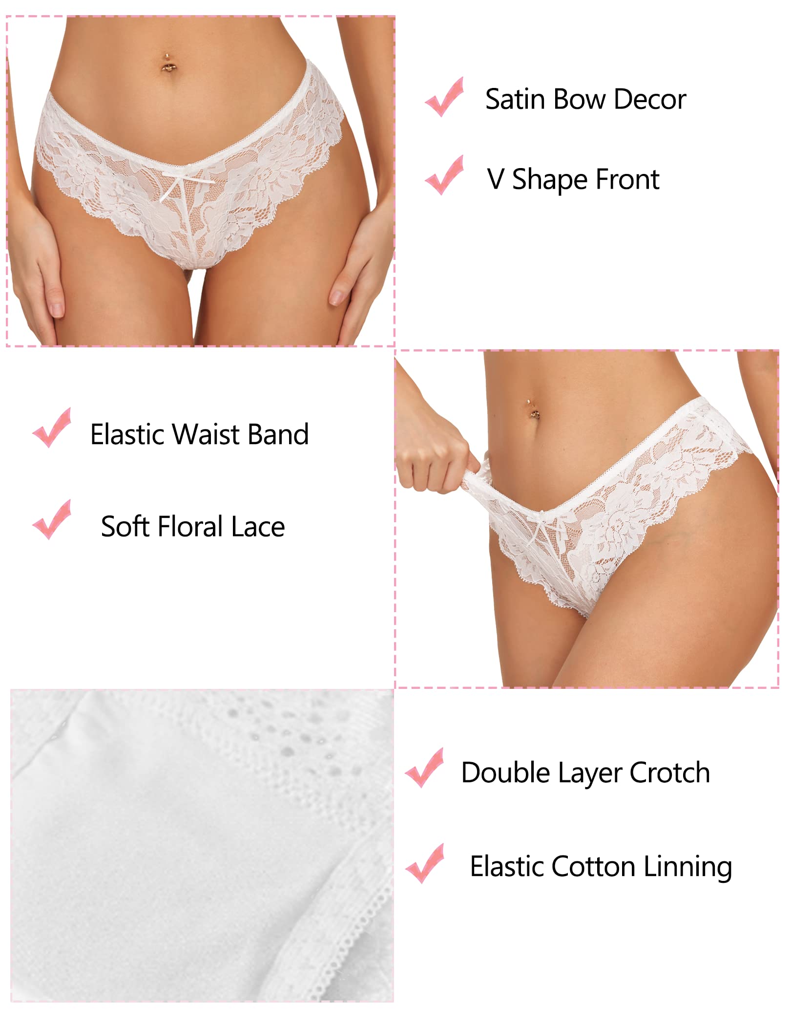 Avidlove Underwear for Women Sexy Lace Panties Bikini Multicolor XXL