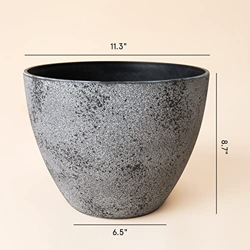 Flower Pots Outdoor Indoor Planter - 11.3 inch Garden Pots Tree Planter for Patio, Deck,Garden,Rock Gray,Set of 2