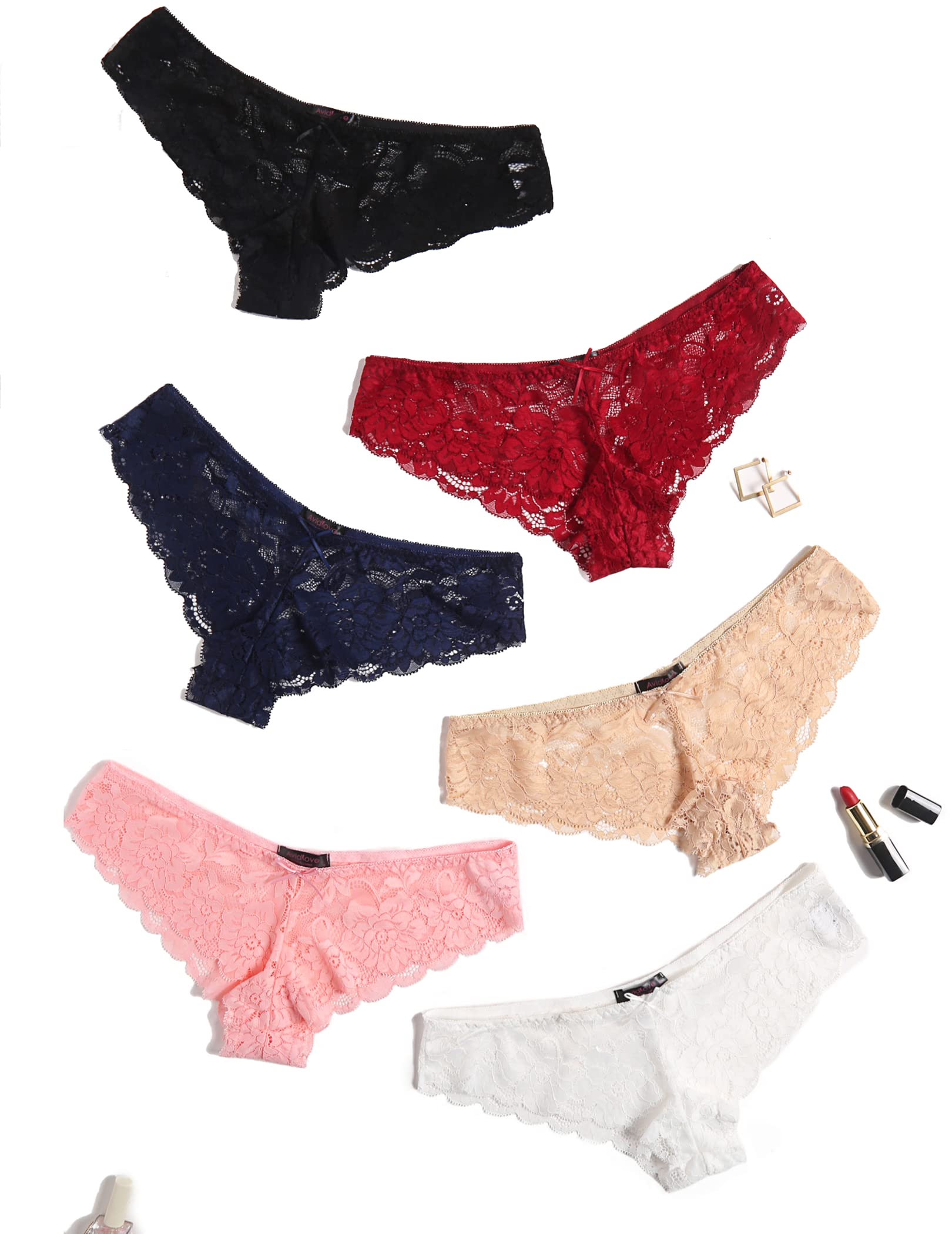 Avidlove Underwear for Women Sexy Lace Panties Bikini Multicolor XXL