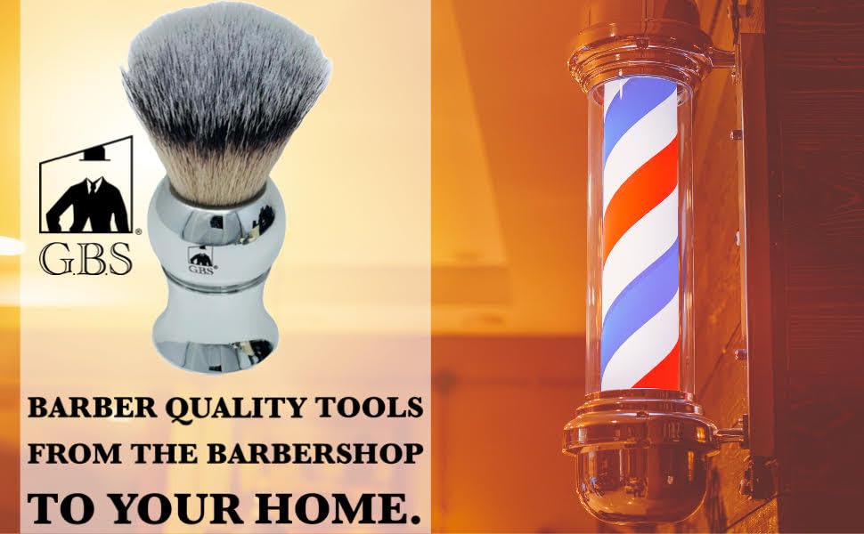 G.B.S Plastic Polished Mirror Shaving Brush for Wet Shave Using Shaving Cream & Soap- Best Shave of Your Life for Safety Razor, Double Edge Razor, Straight Razor or Shaving Razor