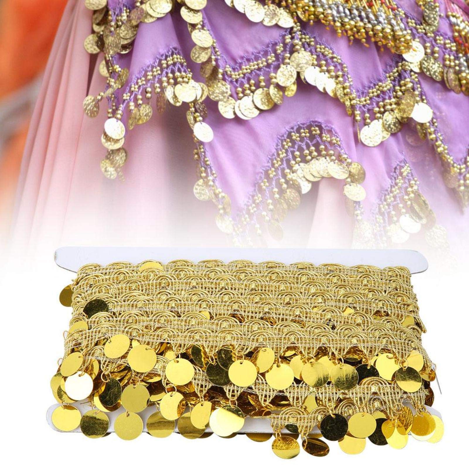 Belly Dance Hip Scarf, 10 Yards Belly Dance Tassel with Bling Sequins, Belly Dance Costume Accessory for Women
