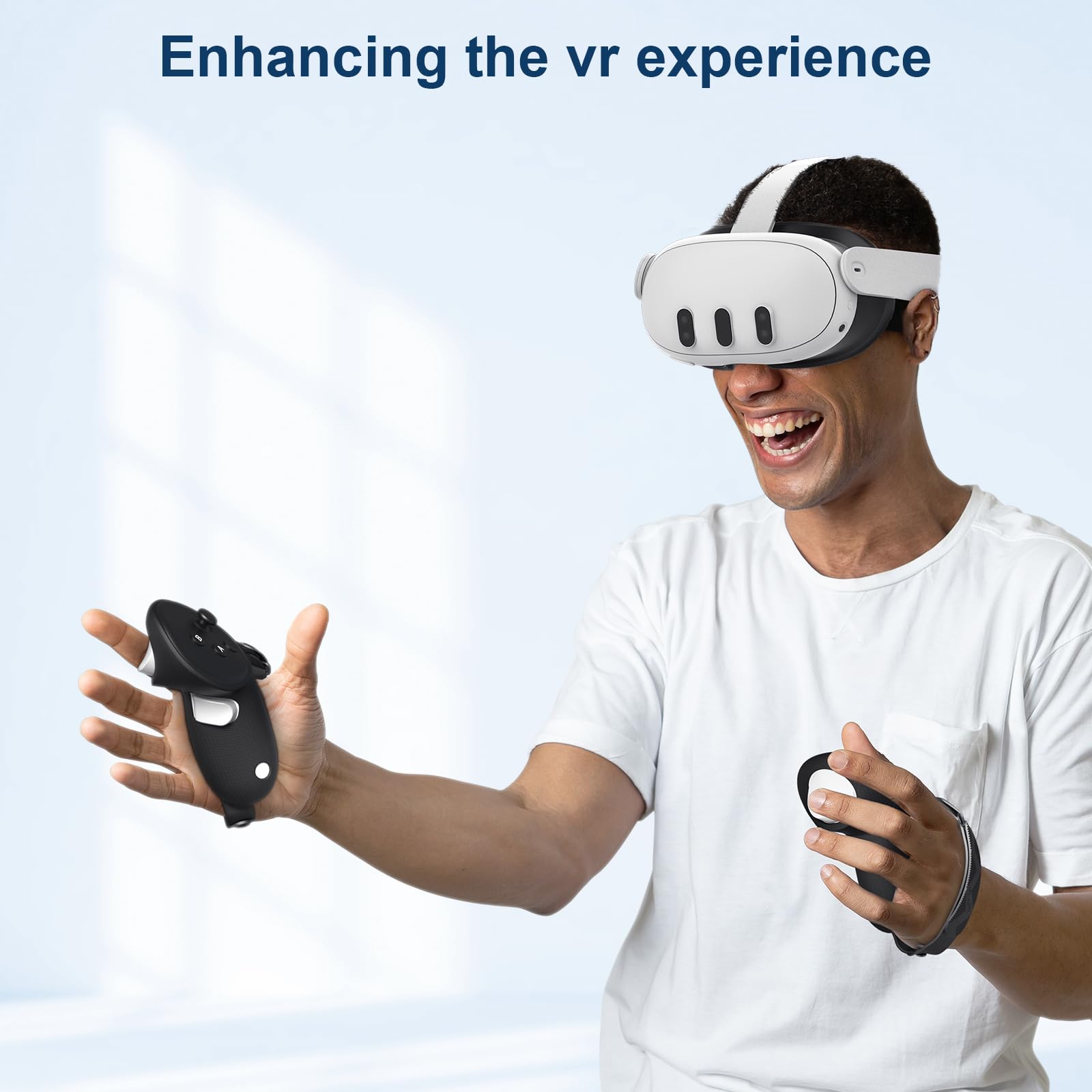 OURVR Controller Grips Cover For Quest 3S/Quest 3, with Knuckle Straps and Battery Opening design, Grips Cover VR Accessories Compatible with Meta Quest 3 (Not fit official charging dock)
