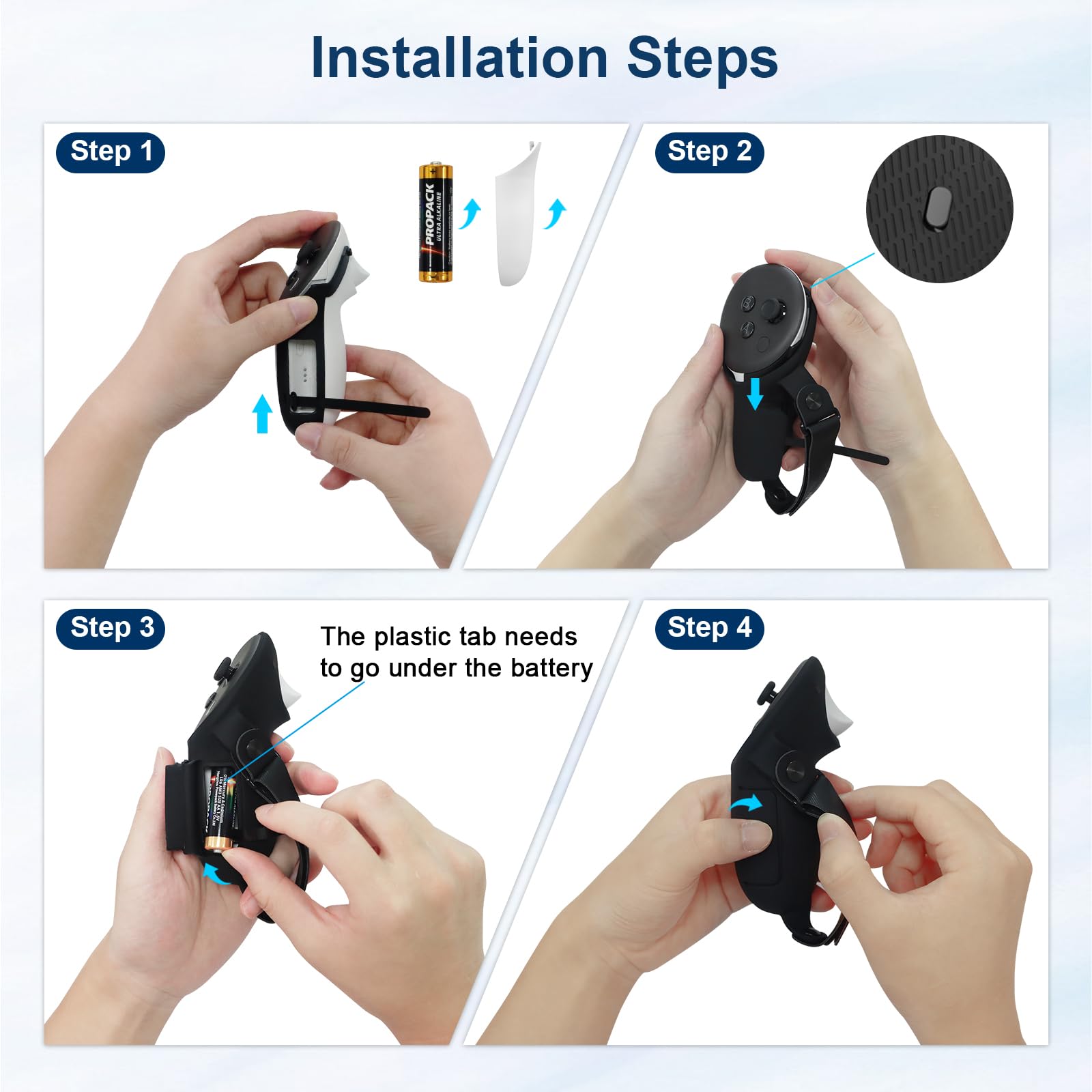 OURVR Controller Grips Cover For Quest 3S/Quest 3, with Knuckle Straps and Battery Opening design, Grips Cover VR Accessories Compatible with Meta Quest 3 (Not fit official charging dock)