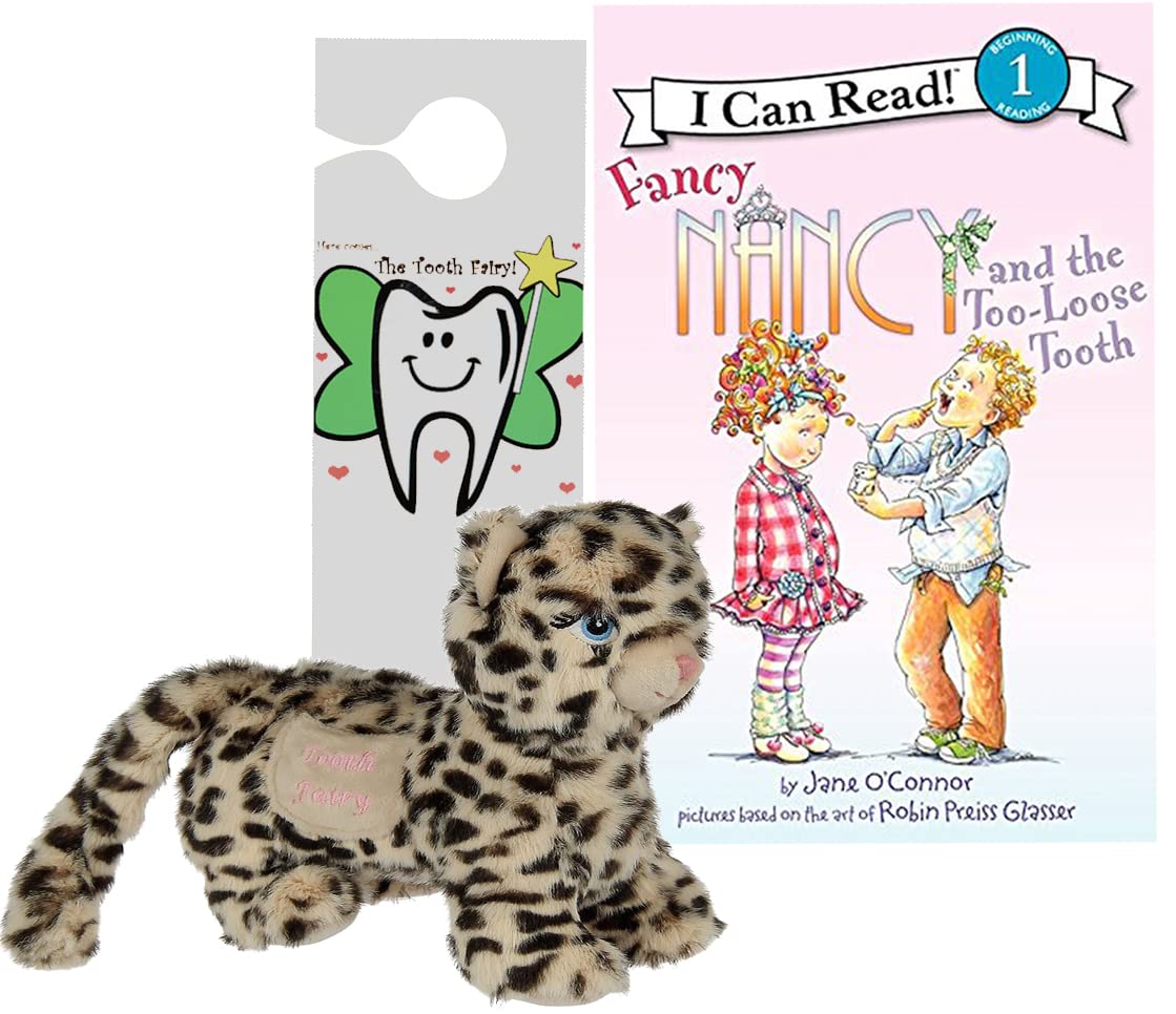 Maison Chic Tooth Fairy Lacey Leopard Tooth Fairy Pillow for Girls w/Book Tooth Pillow for Tooth Fairy Girls Tooth Fairy Gifts for Girls Tooth Fairy Doll