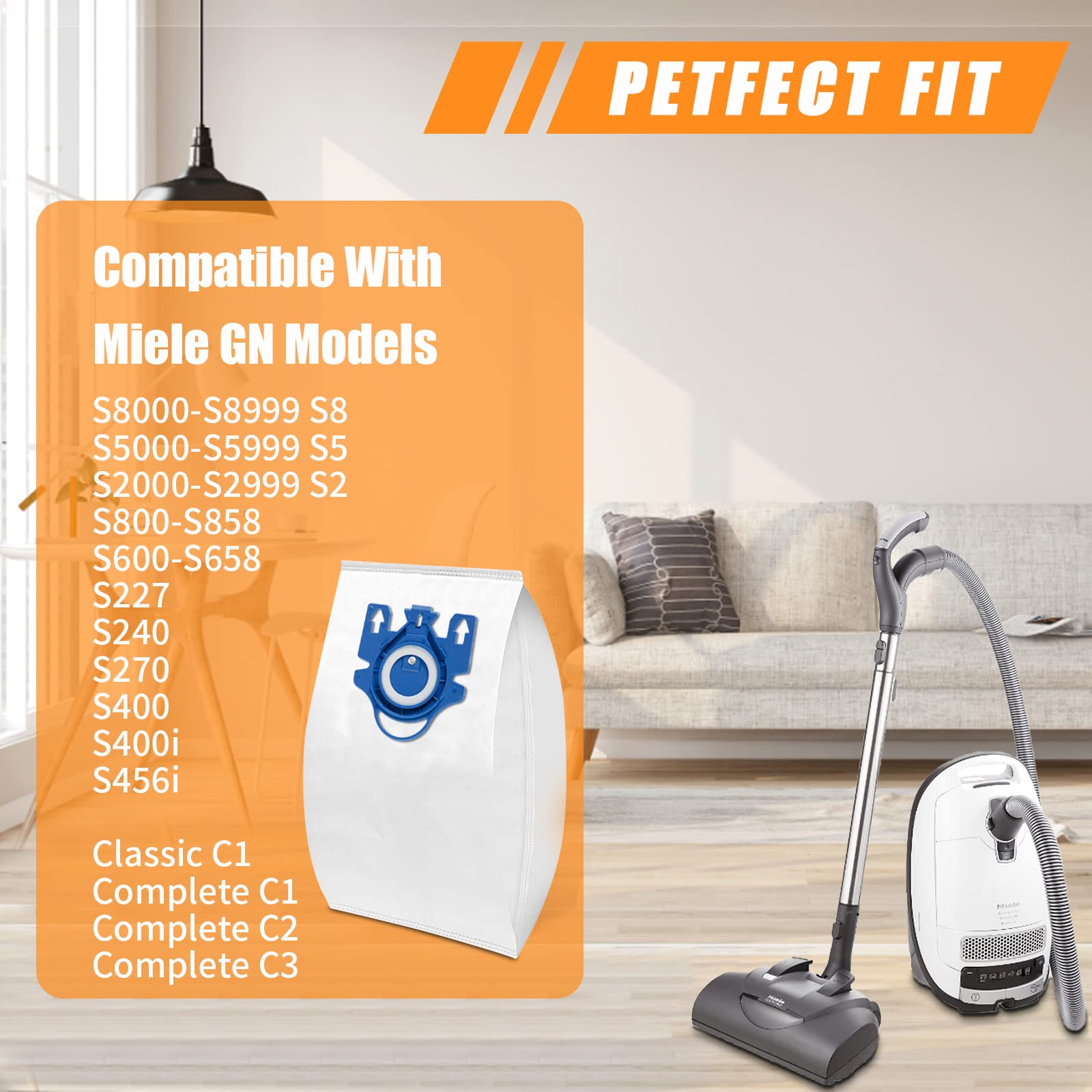 10 Pack Vacuum Cleaner Bags For Miele Gn Vacuum Cleaner With 3 Pcs Motor Protection Filters and 3 Pcs Air Clean Filters,Compatible with Miele GN Classic C1 Complete C1 Complete C2 Complete C3 S2 S5 S8