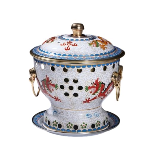 VIDECOR Chafing Dishes Single Person Small Copper Pot Old Beijing Small Fat Cow Hot Pot Chinese Traditional Cloisonne Hot Pot Commercial Alcohol Shares Red Copper Hot Pot,F