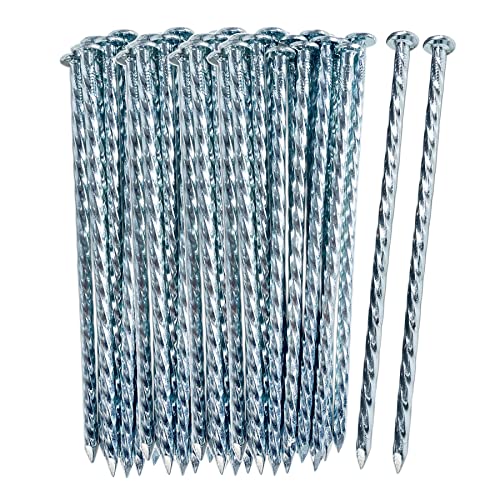 50Pcs Metal Turf Nails Landscape Stakes, Spiral Galvanized Landscape Spikes, Garden Nails, Anchoring Spikes, Outdoor, Heavy-Duty, Rust Resistant Security, 7-Inch Long, Silver (DP-1)