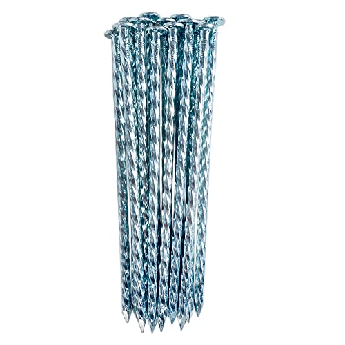 50Pcs Metal Turf Nails Landscape Stakes, Spiral Galvanized Landscape Spikes, Garden Nails, Anchoring Spikes, Outdoor, Heavy-Duty, Rust Resistant Security, 7-Inch Long, Silver (DP-1)