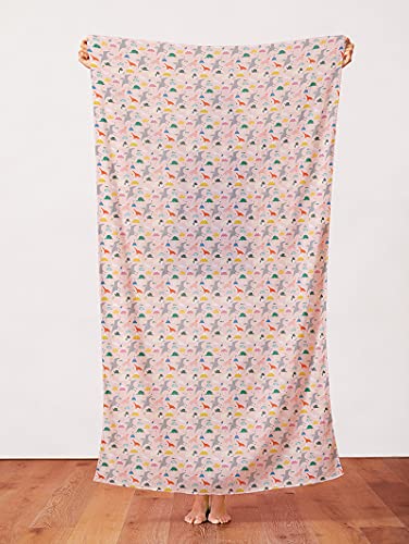 PBS Fabrics Animal Alphabet by Suzy Ultman Quilter's Cotton by The Yard, Dinosaurs, Pink