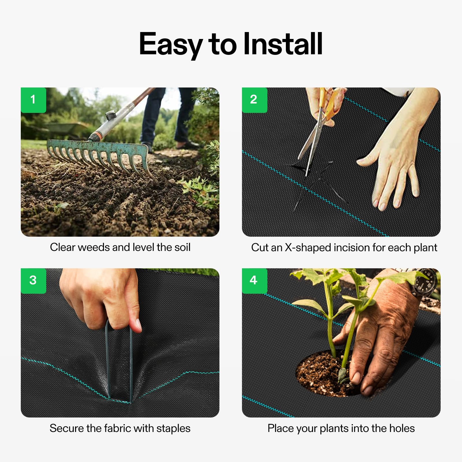 VIVOSUN Premium Weed Barrier Landscape Fabric Heavy Duty, 4ftx250ft 5oz Double-Layered Weed Control Mat with High Permeability, Commercial Ground Cover, Easy Set up & Superior Weed Control