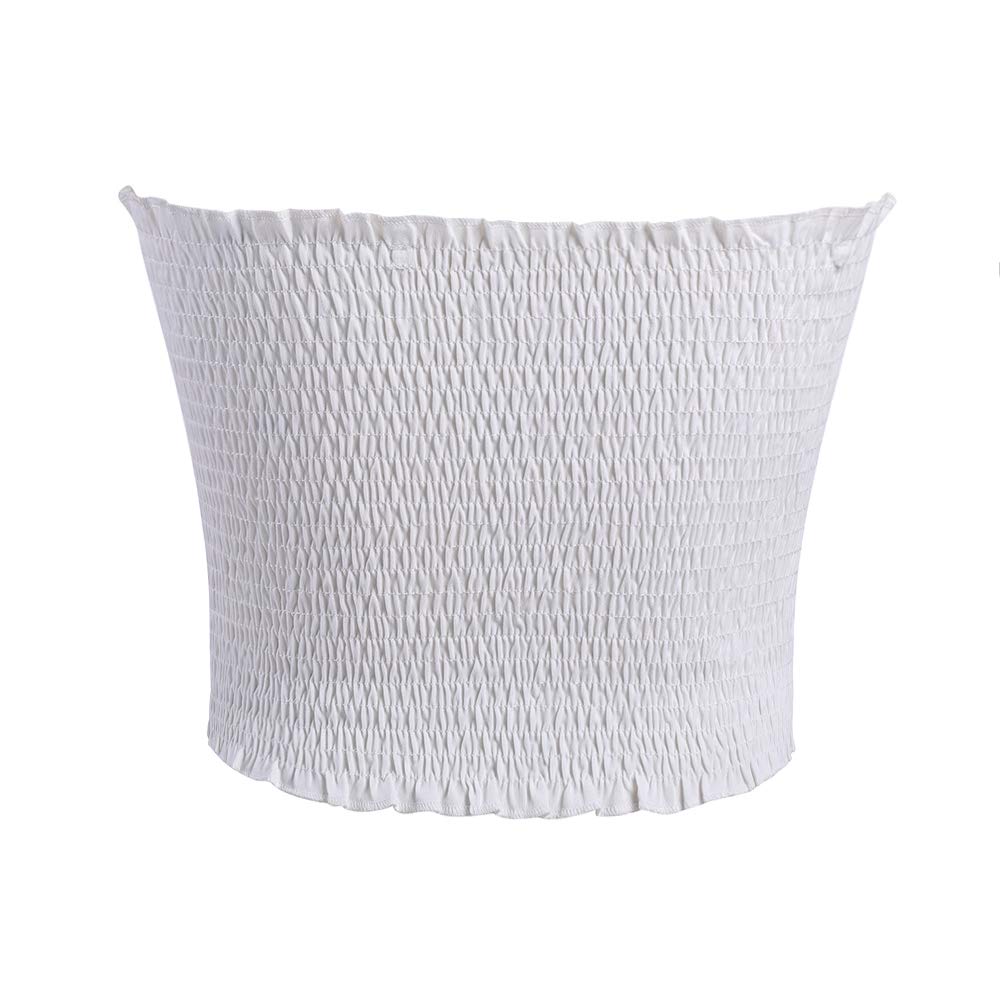 Women?s Strapless Pleated Print Bandeau Sexy Tube Crop Tops, White, X-Small