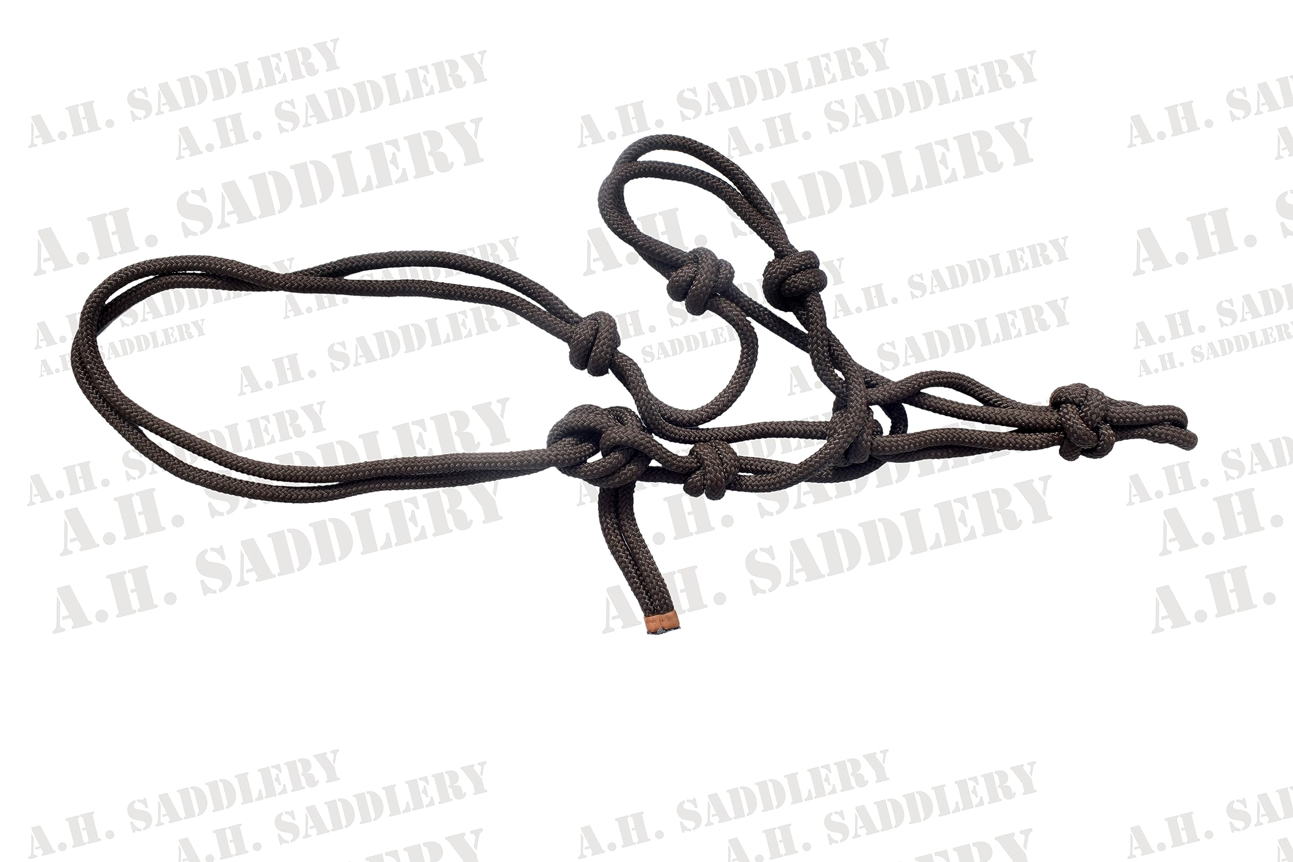 Blue Lake Durable Nylon Rope Halter with Four Knot with Copper Tip for Equine Training and Handling
