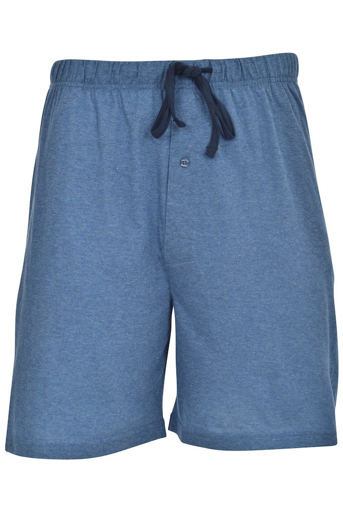 Hanes Men's 2 Pack Jersey Cotton Knit Tagless Sleep & Lounge Drawstring Shorts, Chambrey Blue Heather/Bright Navy, X-Large