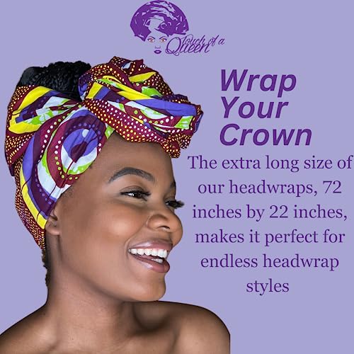 Touch of a Queen African Print Pattern Ankara Headwrap Turban Headband Hair Scarf (Mayamiko)