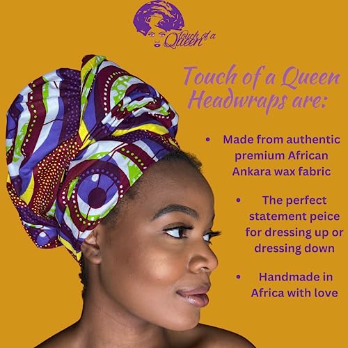 Touch of a Queen African Print Pattern Ankara Headwrap Turban Headband Hair Scarf (Mayamiko)