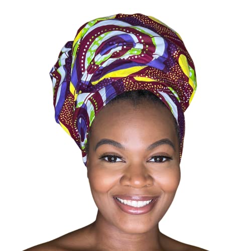 Touch of a Queen African Print Pattern Ankara Headwrap Turban Headband Hair Scarf (Mayamiko)