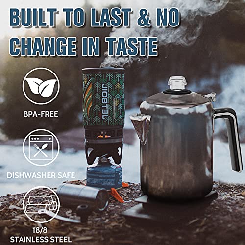 Hillbond Coffee Percolator Stainless Steel Camping Coffee Pot Outdoors 9 Cup Percolator Coffee Pot for Campfire or Stove Top Coffee Making