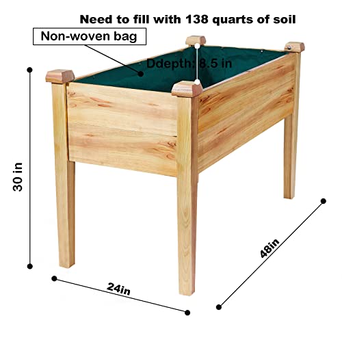 Elevated Wood Raised Garden Bed Kit Planter Box Stand for Backyard, Patio, Naturally Rot-Resistant, 4x2x2.5ft