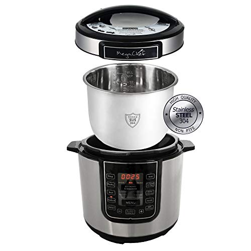Megachef Digital Pressure Cooker, Silver, 6 quart