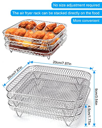 Air Fryer Rack for Instant Vortex COSORI NUWAVE Air Fryer Oven- 304 Stainless Steel Three Stackable Dehydrator Rack Toast Rack Stand Accessories