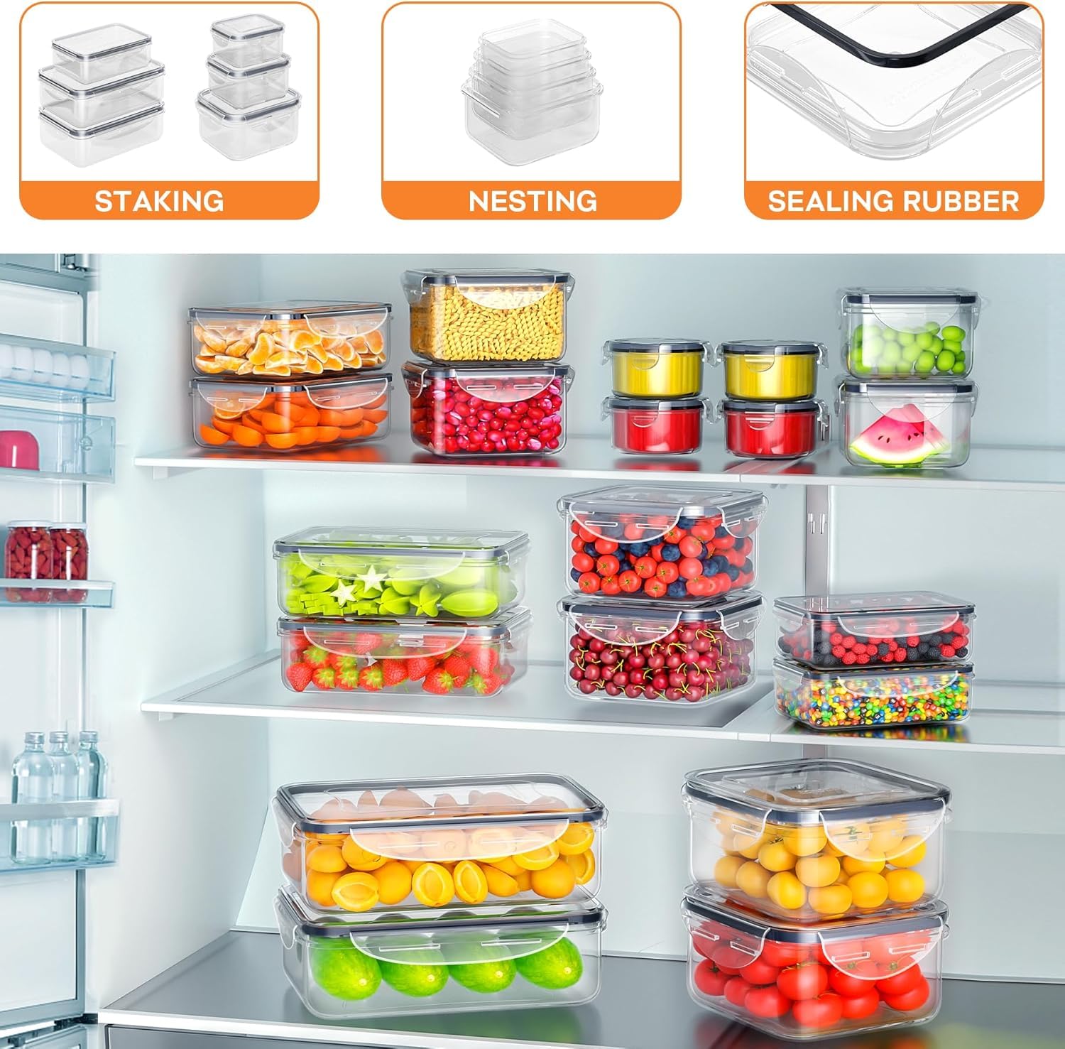AISOON 40 Piece 85Oz Large Food Storage Containers with Lids,BPA Free, Leak-Proof Kitchen Organizers Ideal for Pantry Organizers, Cereal Containers, Microwave & Dishwasher Safe, Labels and Accessories