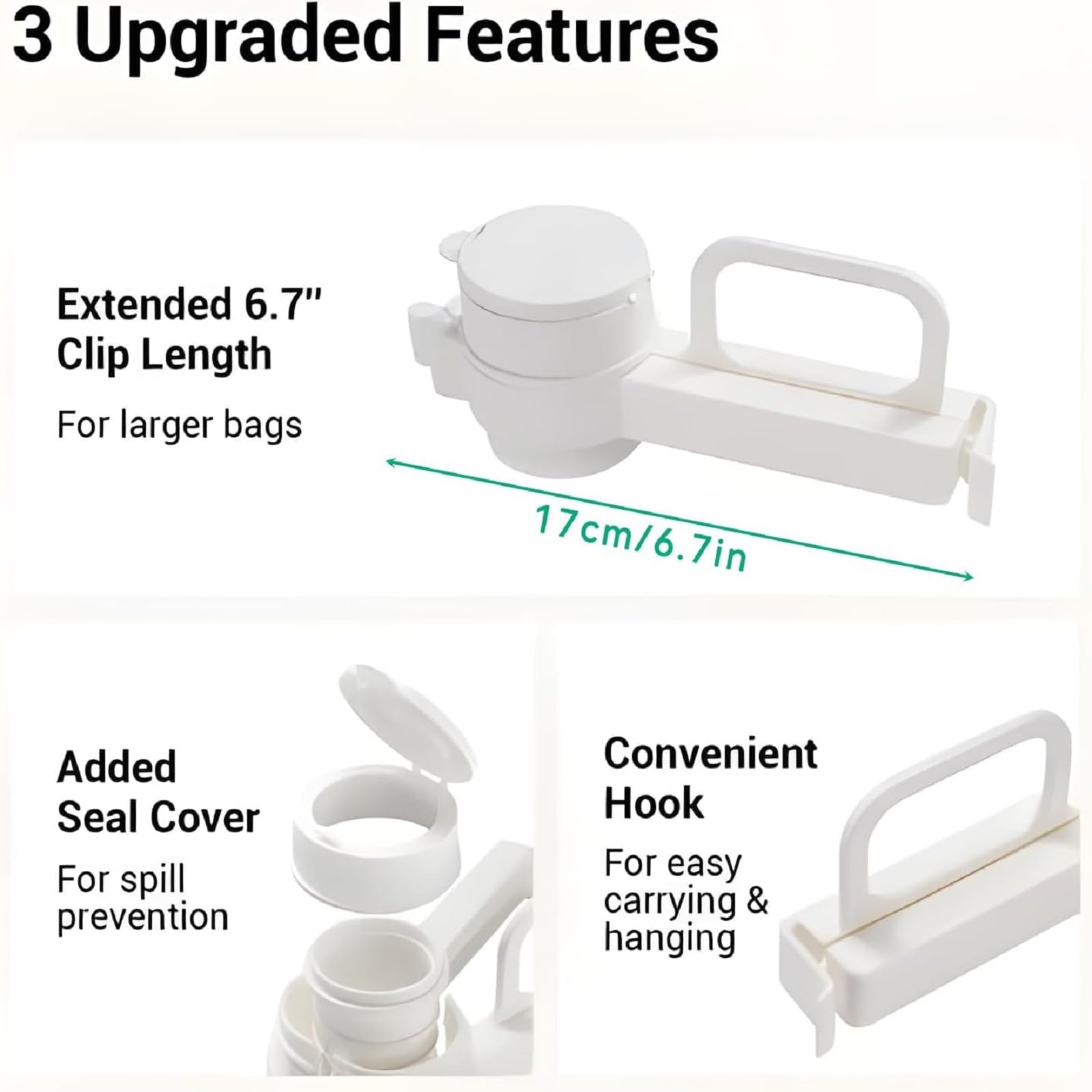 Food Bag Sealing Clip with Pour Spout, Bag Clips with Pour Spout, Chip Bag Clips, Versatile Food Clip with Spout for Cereal, Snacks, and More, Great Clips Bags for Kitchen (6 pcs)