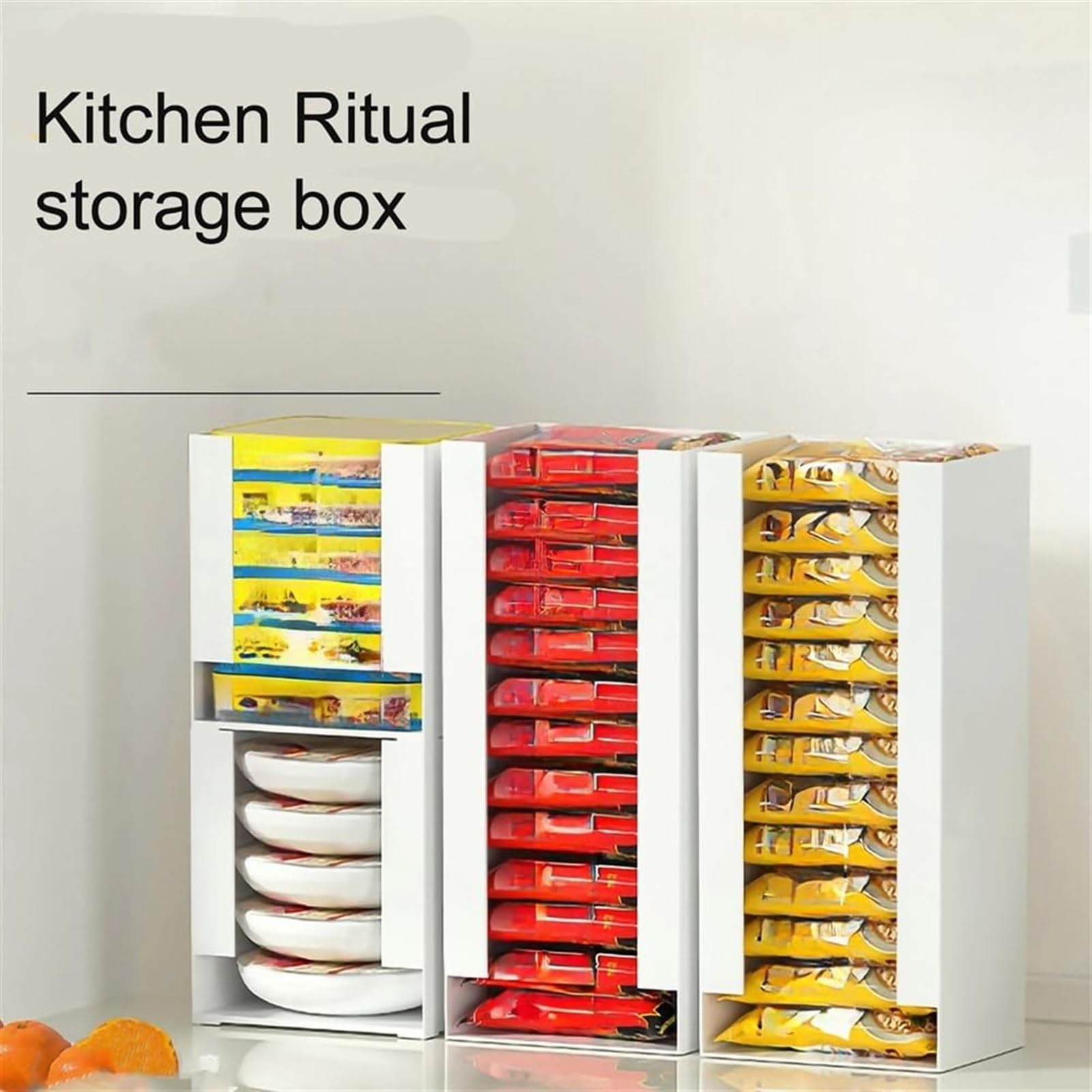 SHANSHUO Multi-Functional Instant Noodle Storage Box ,Kitchen Storage containers,Kitchen Organizer for Ramen Cups Perfect for Pantry Organization and Efficient Food Storage(Large)