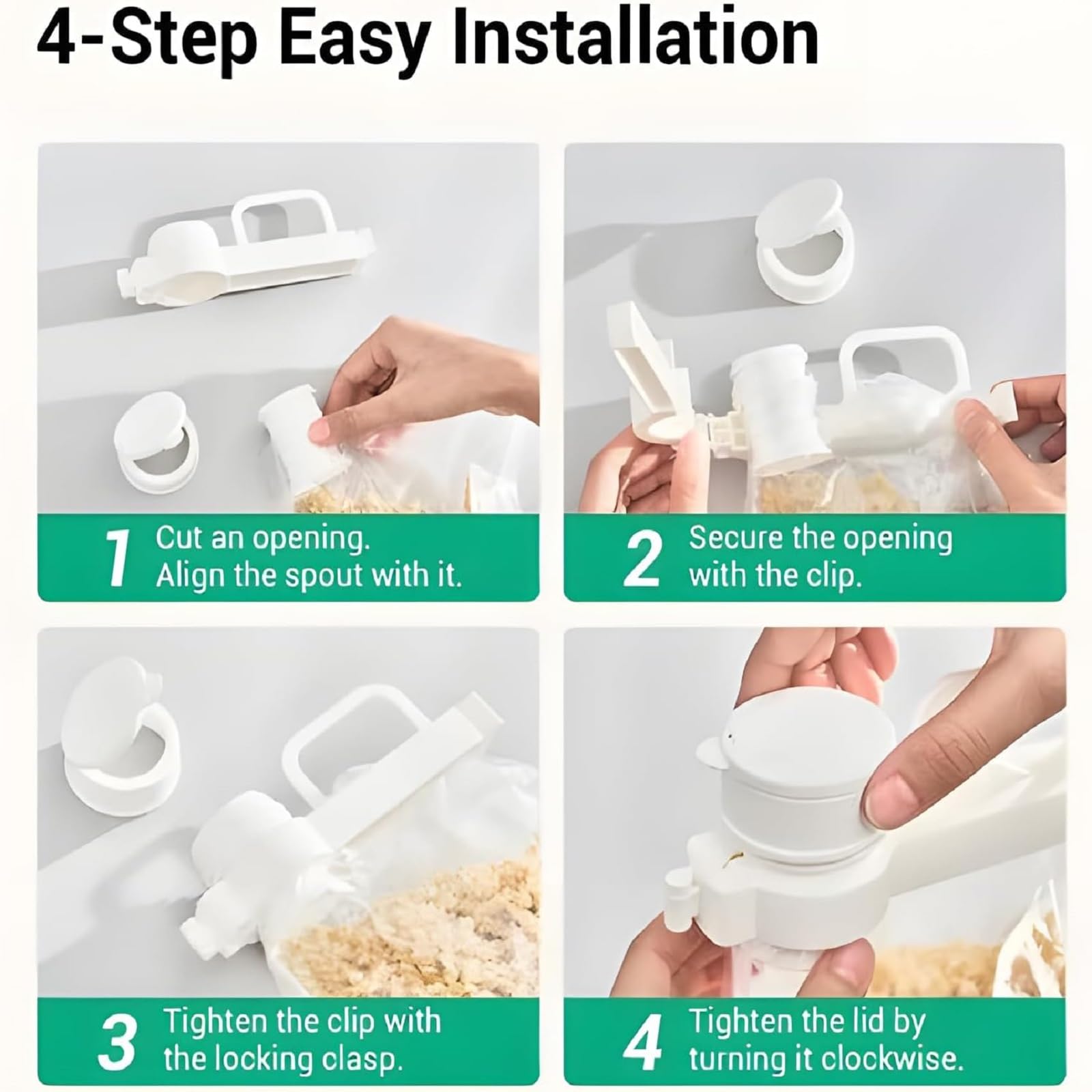 Food Bag Sealing Clip with Pour Spout, Bag Clips with Pour Spout, Chip Bag Clips, Versatile Food Clip with Spout for Cereal, Snacks, and More, Great Clips Bags for Kitchen (6 pcs)