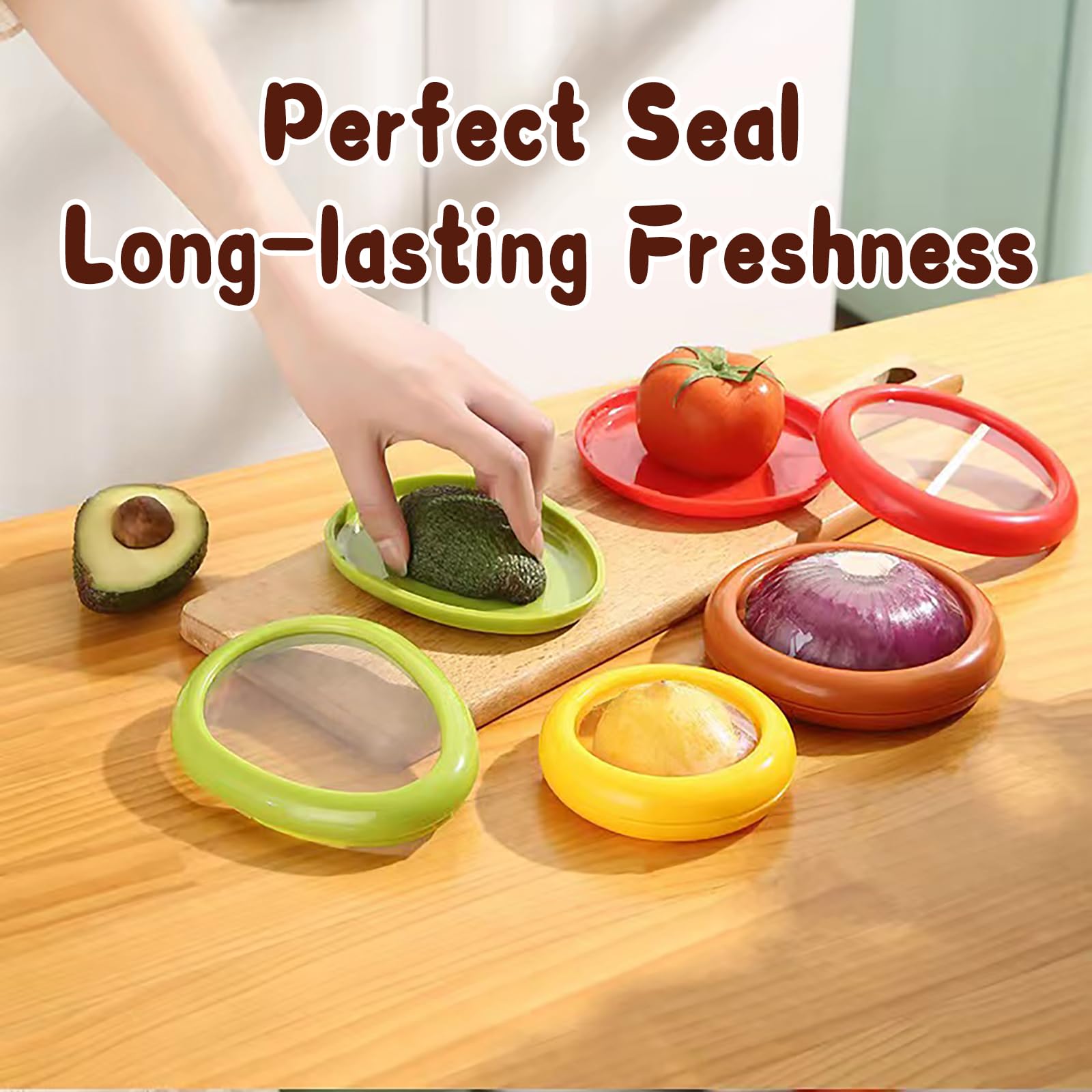 Silicone Fruit Storage Containers,4 Pcs Onion Storage Avocado Saver,Reusable Fruit and Vegetable Anti-Oxidation Storage Box,Lemon Storage Container For Fridge,Food Huggers