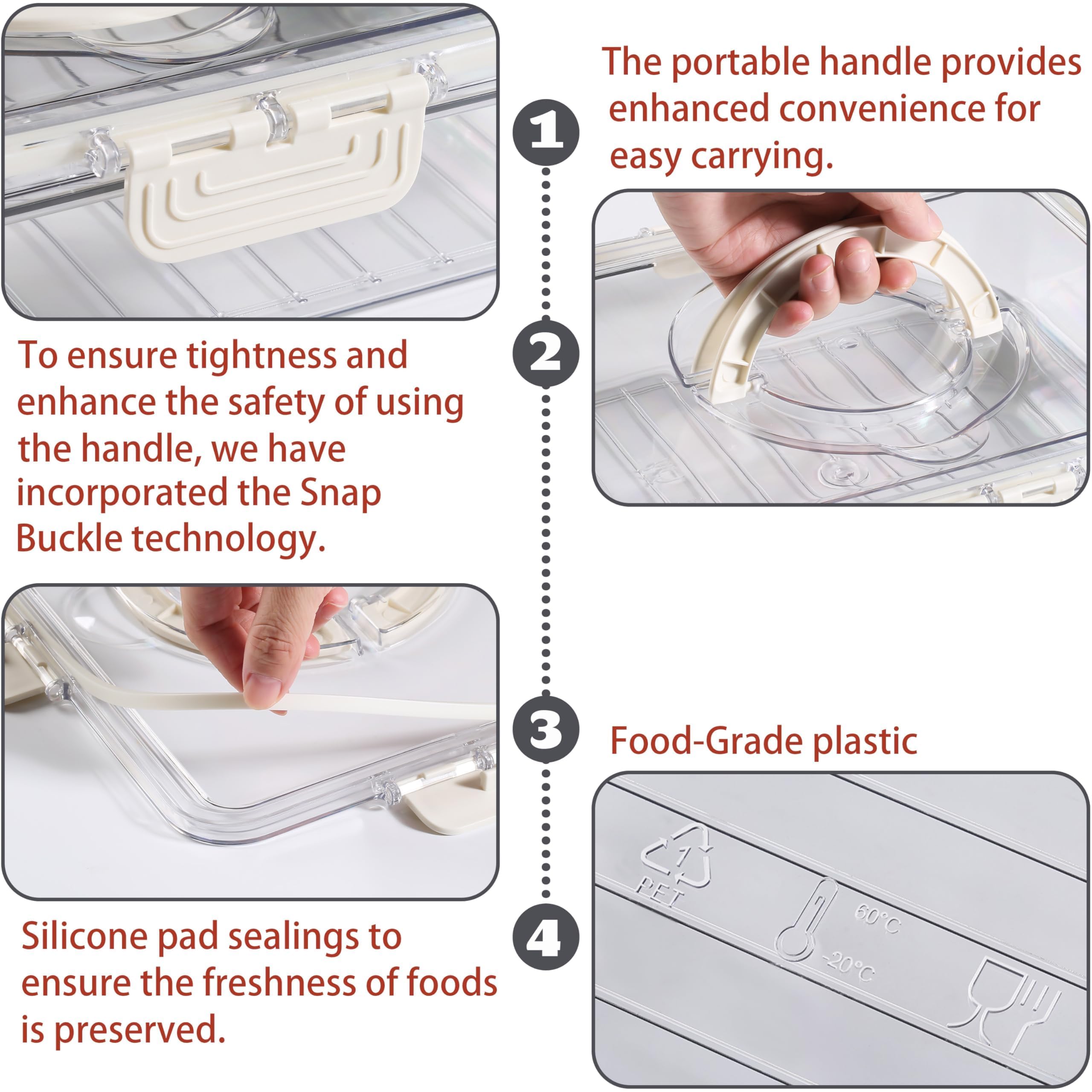 Snackle Box Container Snack Divided Serving Tray With Lid And Handle Trays Picnic Containers Snackel Organizer Boxes Fruit Travel for Party 8 Compartment Snackle box Snacks Dry (Pack of 2)