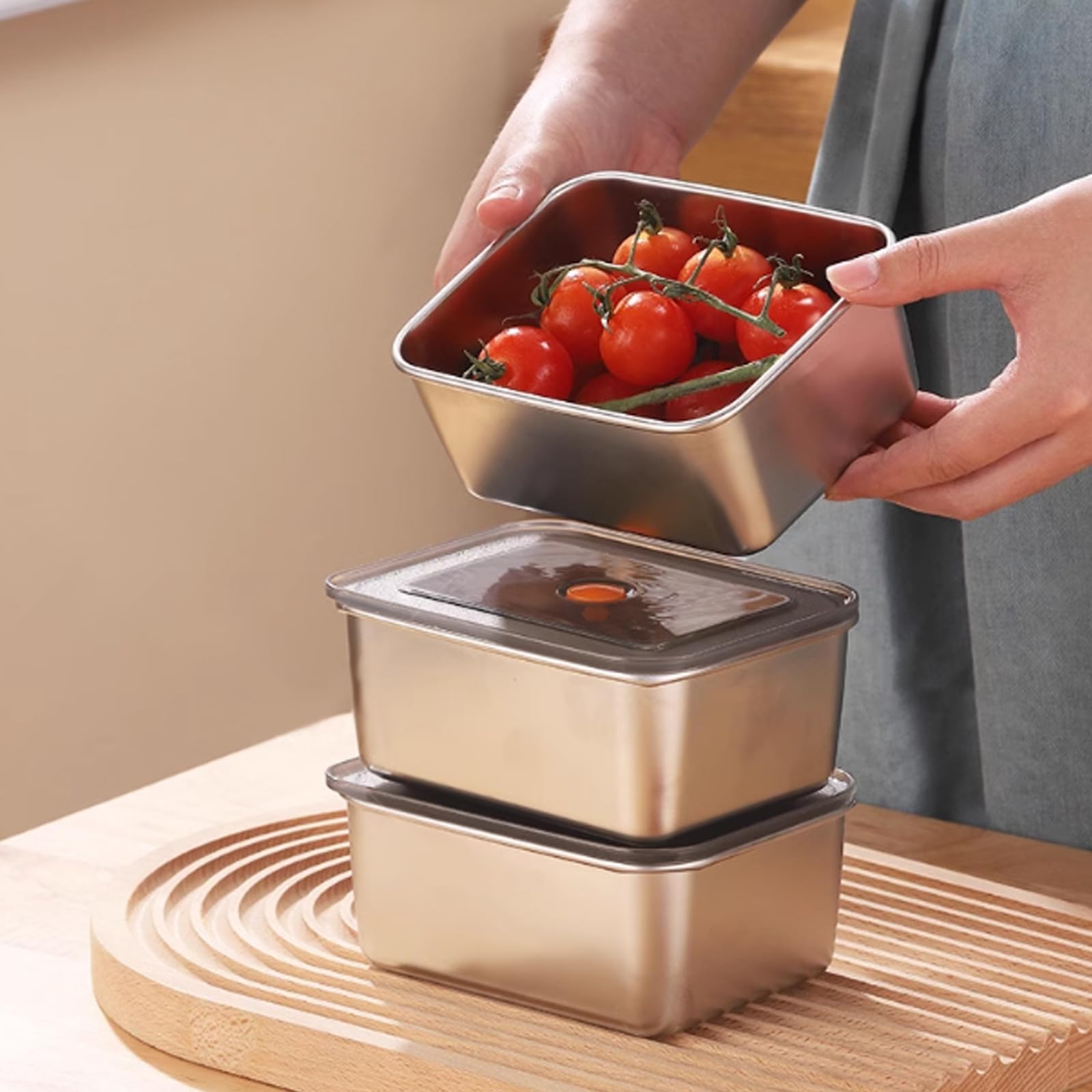 SCWBOEII 6 Pcs Stainless Steel Containers With Lids 16.9oz Snack Containers Metal Meal Prep Food Containers Reusable, Stackable, Nestable Dishwasher Freezer Safe (6)