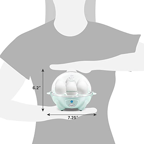 Elite Gourmet EGC700M# Rapid Egg Cooker, 7 Easy-To-Peel, Hard, Medium, Soft Boiled Eggs, Poacher, Omelet Maker, Auto Shut-Off, Alarm, 16-Recipe Booklet, Seafoam